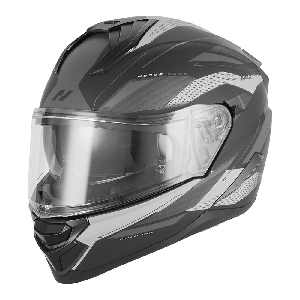 Kaciga NOX Full Face sa naočarima N304 S REVO MATT BLACK SILVER
