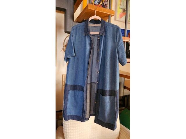 C&;A Blue denim color-block mantil/ haljina