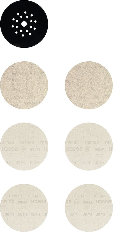 Bosch EXPERT M480 brusna mreža za rotacione brusilice 225mm, granulacija 80/120/180 + štitnik, pakovanje od 7 komada, 2608901667