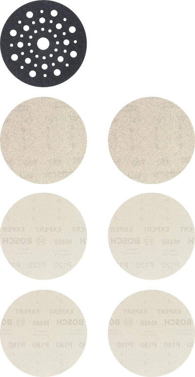 Bosch EXPERT M480 početni komplet za rotacione brusilice 125mm, granulacija 80/120/180, 7-delni, 2608901202