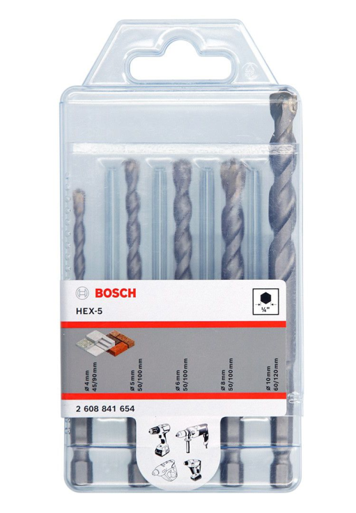 Bosch 5-delni set burgija dužine 45-60mm Hex-5 Concrete Drill Bit Set 5, 6, 8, 10mm, 2608841654