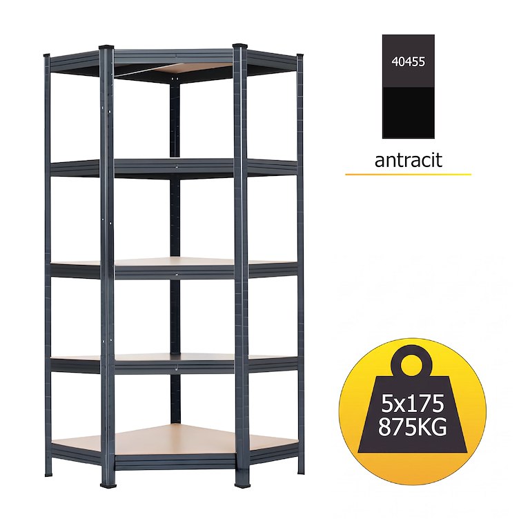 Polica UGAO 180x90x90x45cm 5x175kg antracit