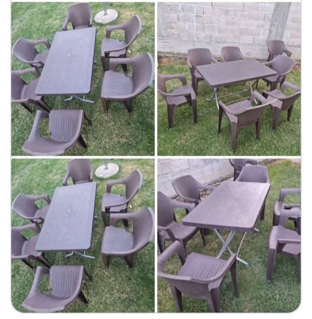 Vrtni set nameštaja – sto na sklapanje + 6 stolica - Materijal