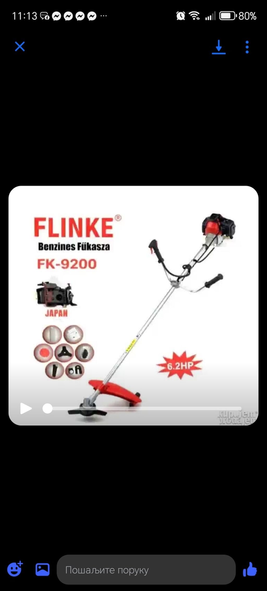 Flinke FK-9200 benzinska trimer/kosilica (motorna kosa) - Snaga: 6.2