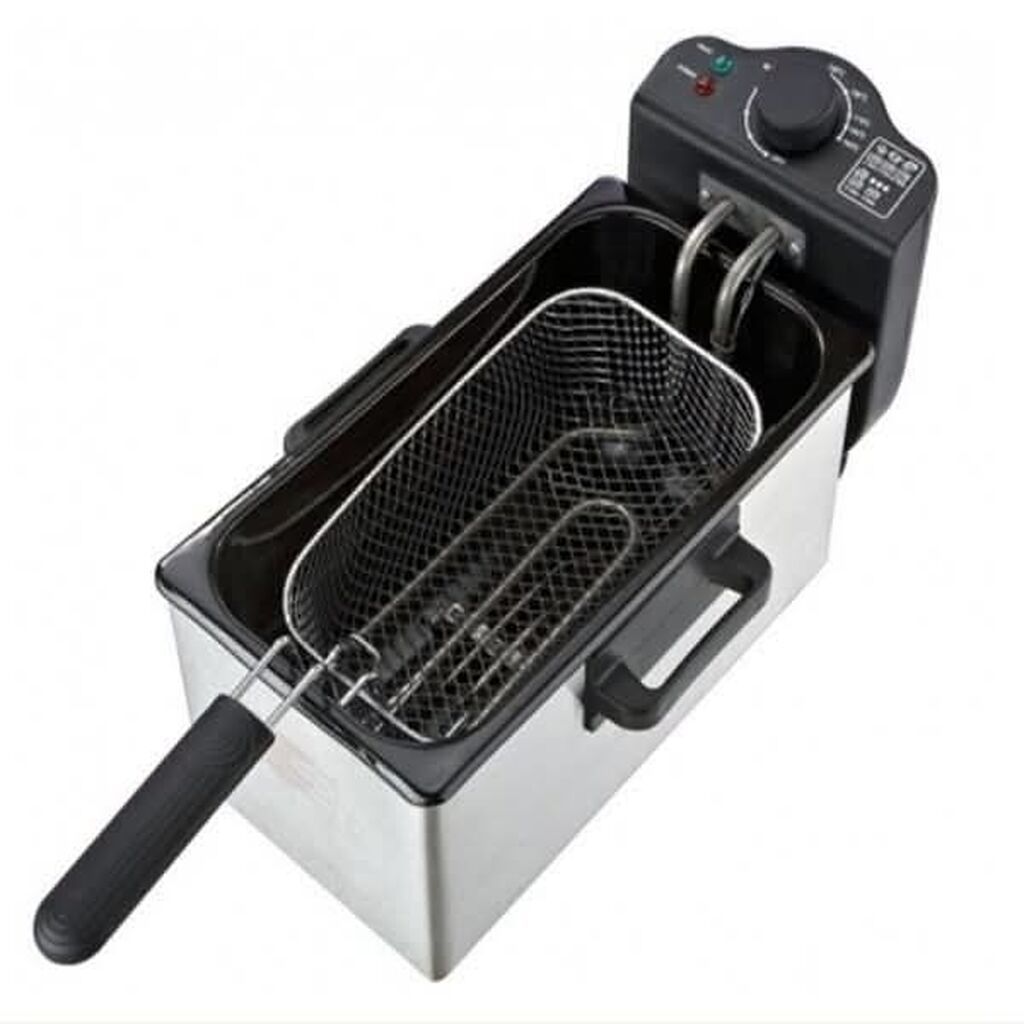 Električna friteza 3L 2000W – nerđajući čelik – termostat – poklopac –