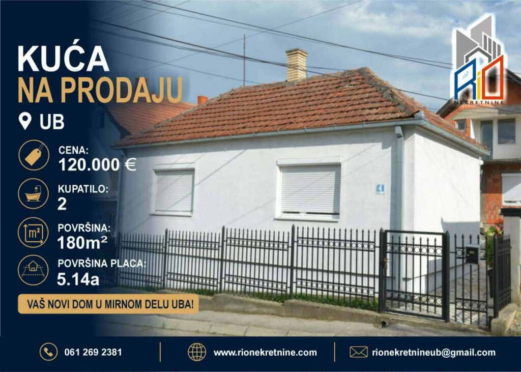 Na prodaju useljive 2 kuće u mirnom delu Uba! Ukupna površina 180m2