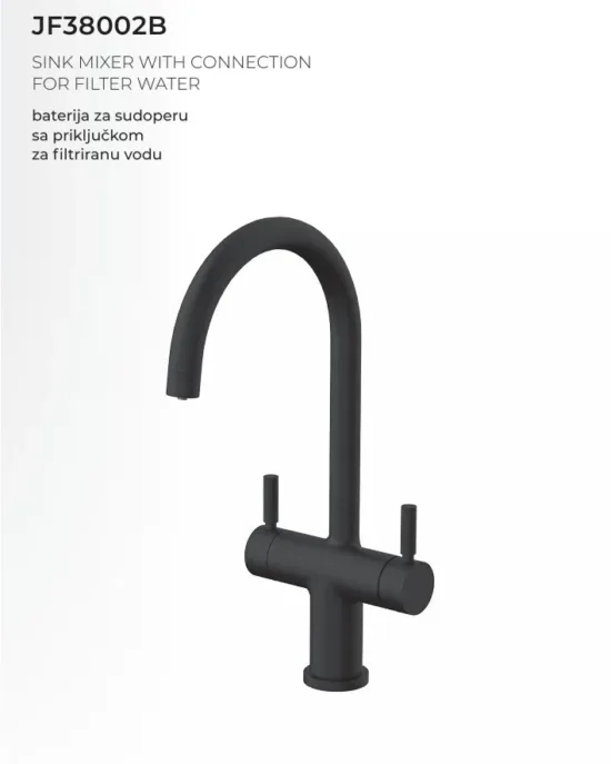 ROSAN F-WATER BATERIJA ZA SUDOPERU + PRIKLJUČAK ZA FILTER BLACK