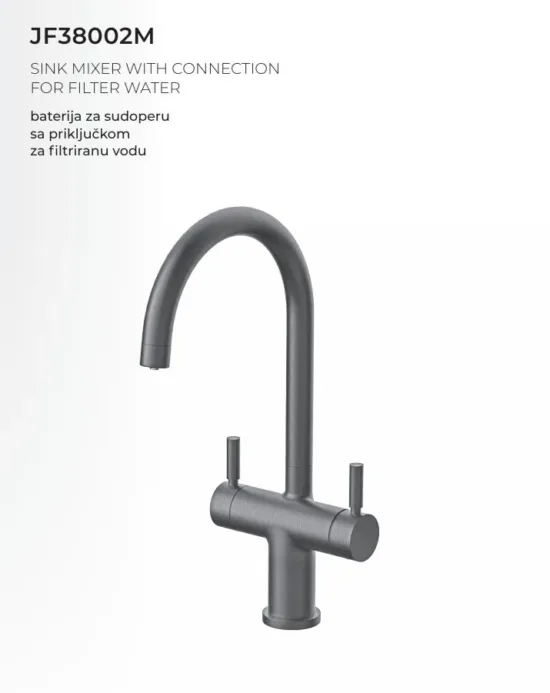 ROSAN F-WATER BATERIJA ZA SUDOPERU + PRIKLJUČAK ZA FILTER GUN METAL