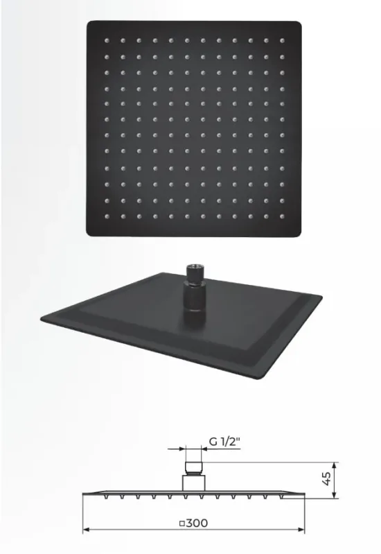 TUŠ RUŽA 1/2 – INOX – 300 X 300MM – 6LIT/MIN