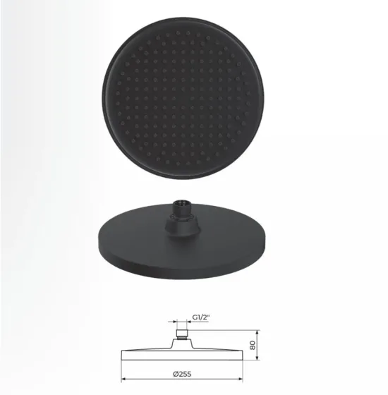 TUŠ RUŽA 1/2- S.3 BLACK – D.250MM 6LIT/MIN – SILIKONSKE PRSKALICE
