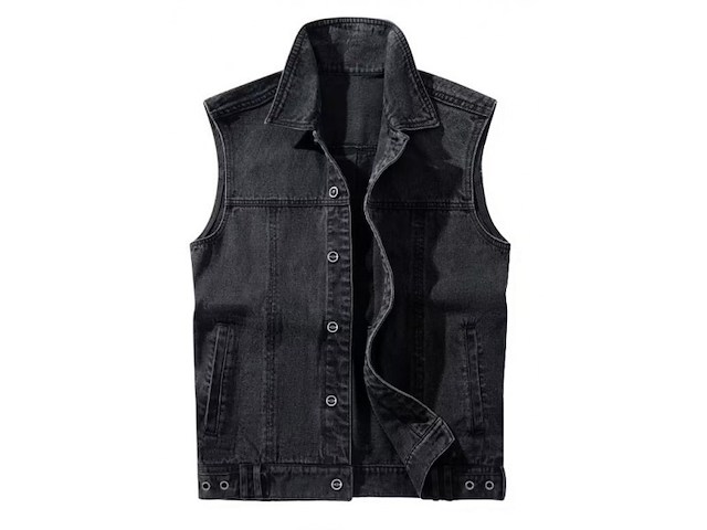 Muški crni teksas (jeans) prsluk L - NOVO