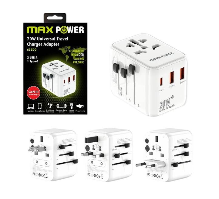 MAXMOBILE UNIVERZALNI PUTNI PUNJAČ ADAPTER 635DQ - 20 W