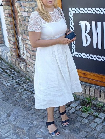 Lanena haljina MONA – bela, broj 40