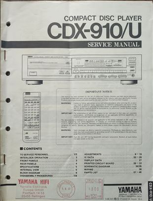 Service Manual Yamaha CDX 910