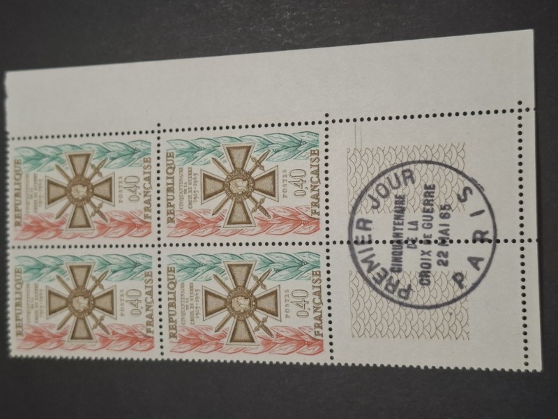 Francuska 1965 četverac ** sa tabom i pečatom