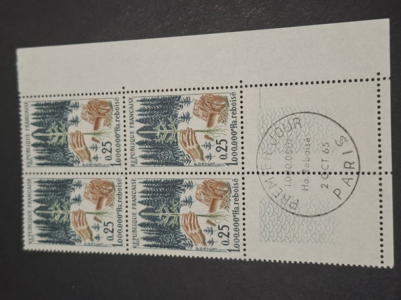 Francuska 1965 četverac ** sa tabom i pečatom