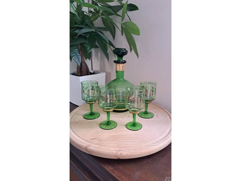 Vintage Bohemia set za desertno vino (staklo i pozlata)