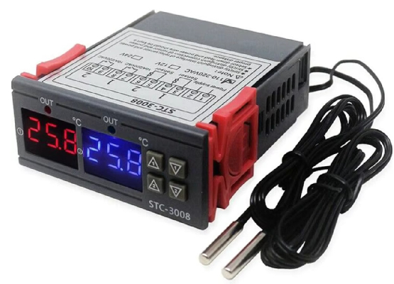 Dual Digital STC-3008 Temperature Controller, Two Relay Output, with Probe, 12V