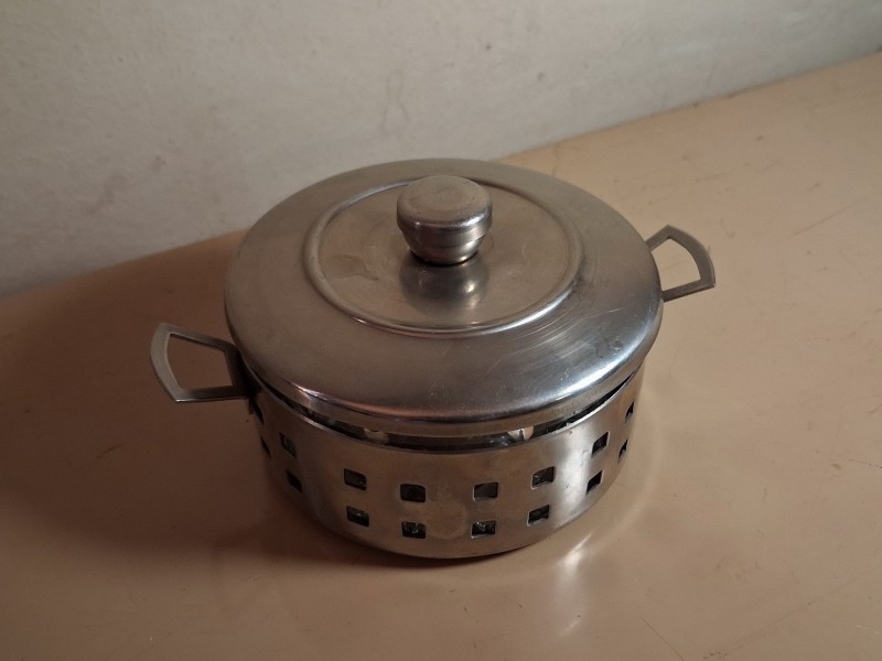 Retro posuda za slatko - med - Inox i staklo (YU)