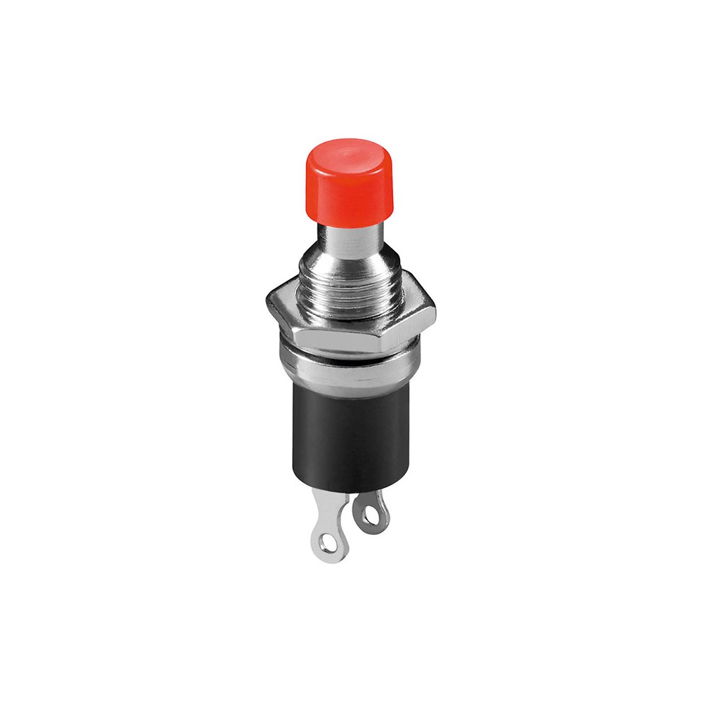 Taster mini metalni 1A/250V crveni, fi=7mm NO