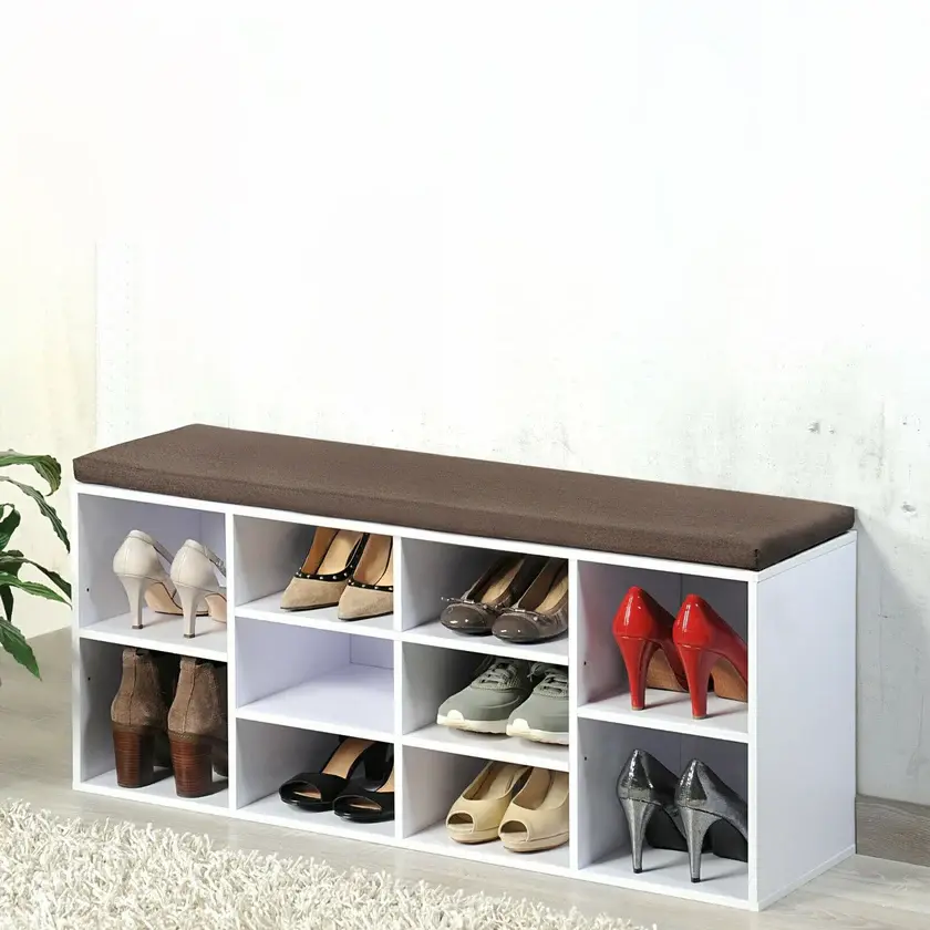 Kesper Drveni cipelarnik sa jastukom za sedenje 103,5x48x29,5cm, Beli