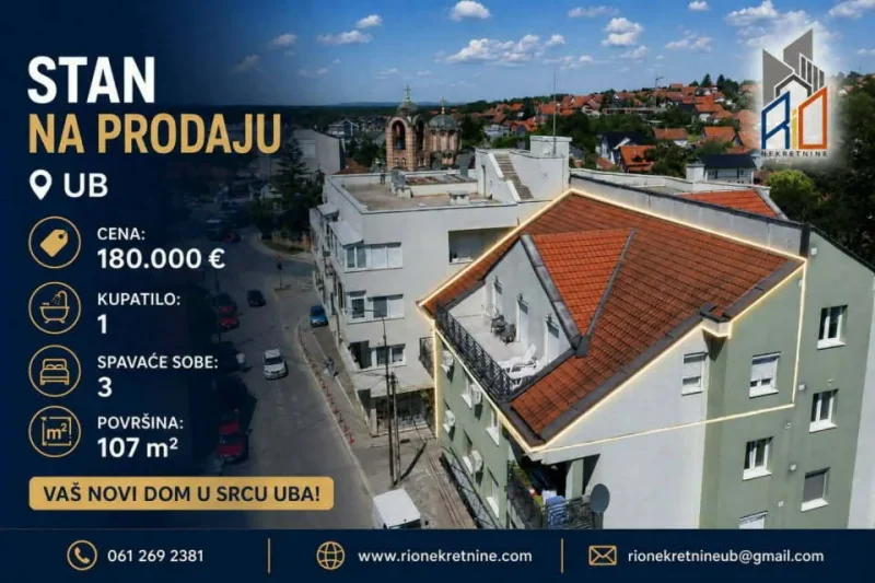 Na prodaju četvorosoban stan kod crkve na Ubu