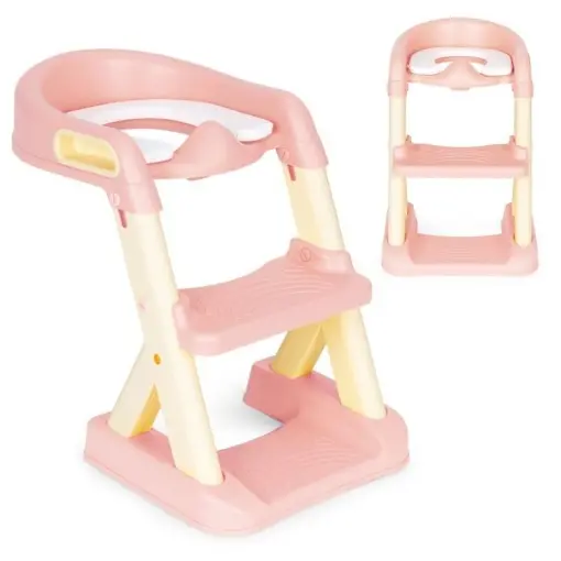 ECO TOYS Adapter za wc šolju sa stepenikom, Roze