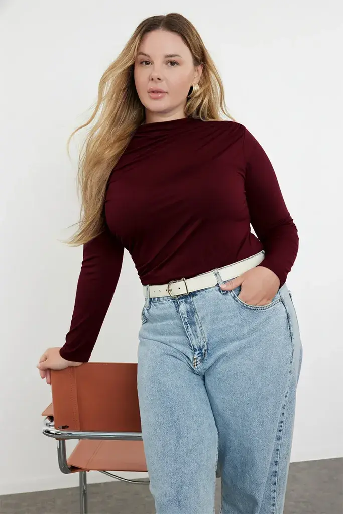 Trendyol Curve Ženska bluza Tbbaw25Af00014, Bordo