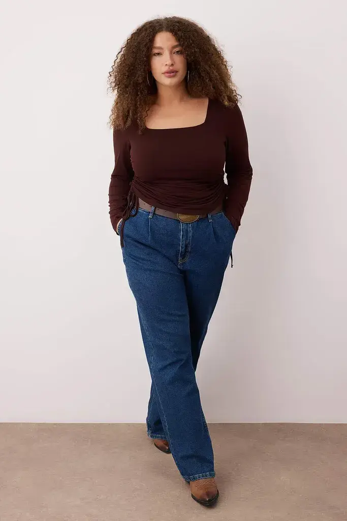 Trendyol Curve Ženska bluza Tbbaw25Af00041, Smeđa
