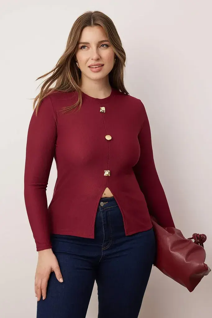Trendyol Curve Ženska bluza Tbbaw26Af00078, Bordo