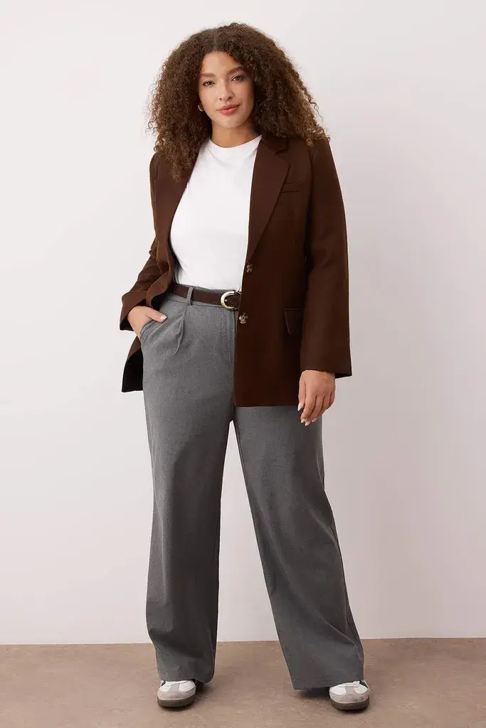 Trendyol Curve Ženske pantalone Tbbaw26Ar00019, Sive