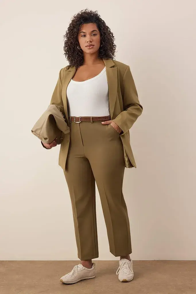 Trendyol Curve Ženske pantalone Tbbaw26Ar00015, Kaki