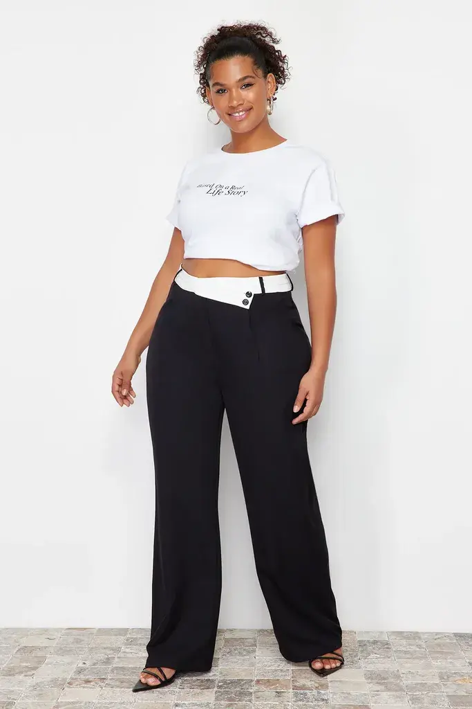 Trendyol Curve Ženske pantalone Tbbss24Ar00016, Crne