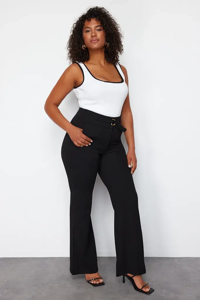 Trendyol Curve Ženske pantalone Tbbss24Ar00030, Crne