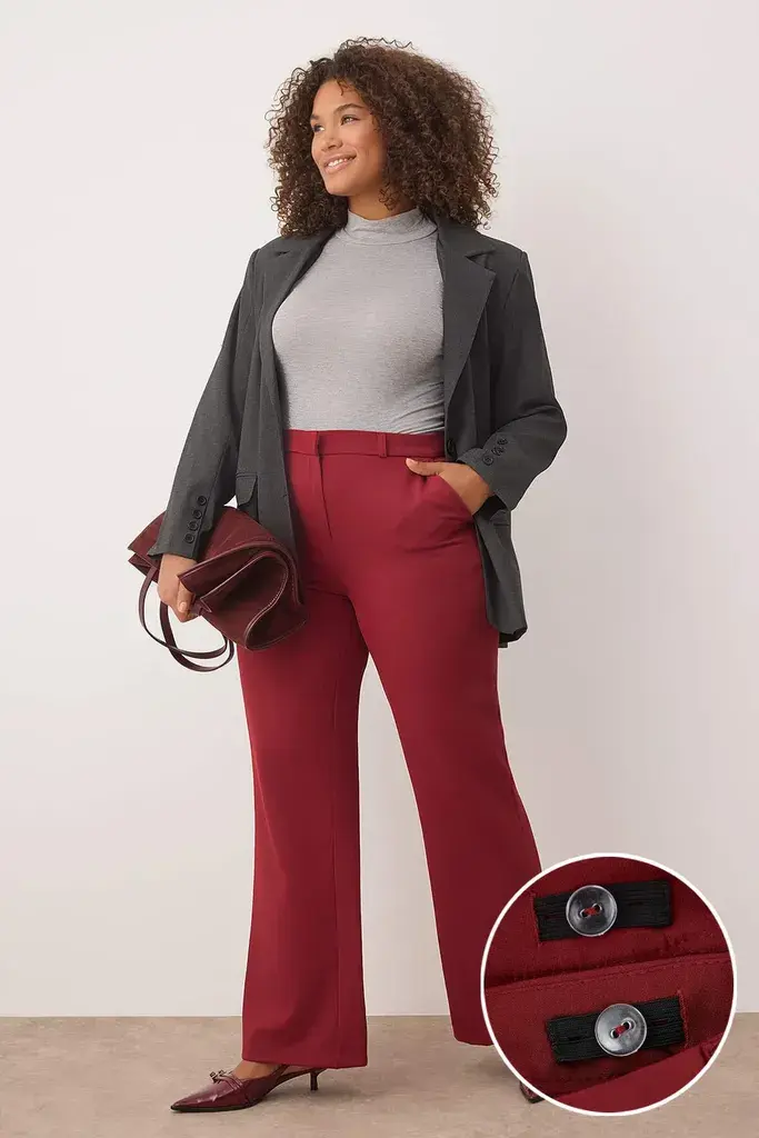 Trendyol Curve Ženske pantalone Tbbaw26Ar00010, Bordo