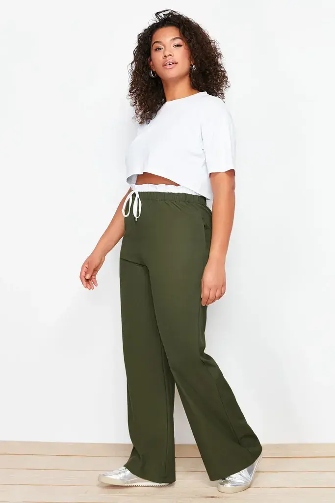 Trendyol Curve Ženske pantalone TBBSS24AR00014, Kaki