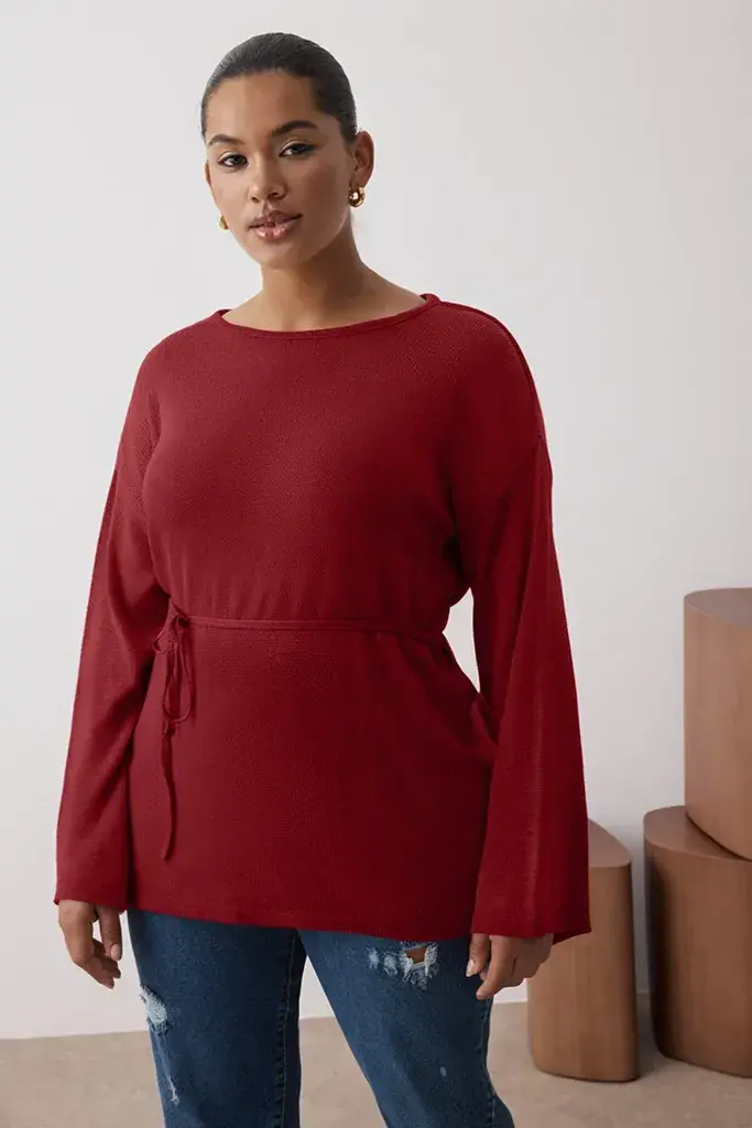 Trendyol Curve Ženski džemper Tbbaw26An00036, Bordo