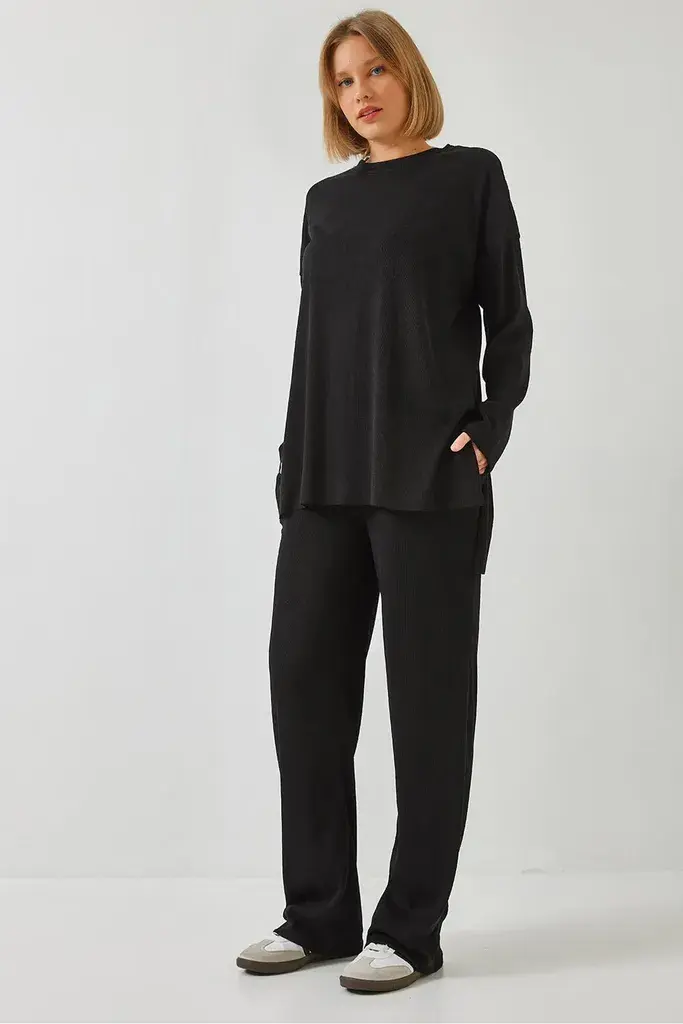 Bianco Lucci Ženski komplet džemper i pantalone 60511002, Crni
