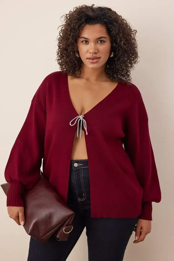 Trendyol Curve Ženski kardigan Tbbaw26Av00011, Bordo