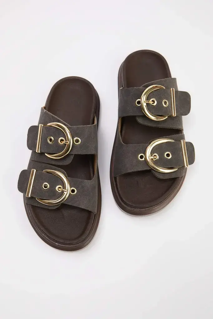 Trendyol Shoes Ženske papuče Takss26Te00005, Smeđe