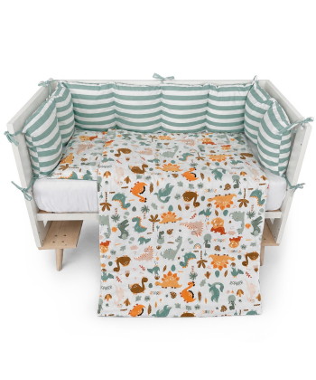 Textil komplet posteljina za krevetac za bebe Dino družina - 120x60 cm