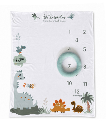 Textil Podloga uspomena za bebu 75x100cm Dino družina