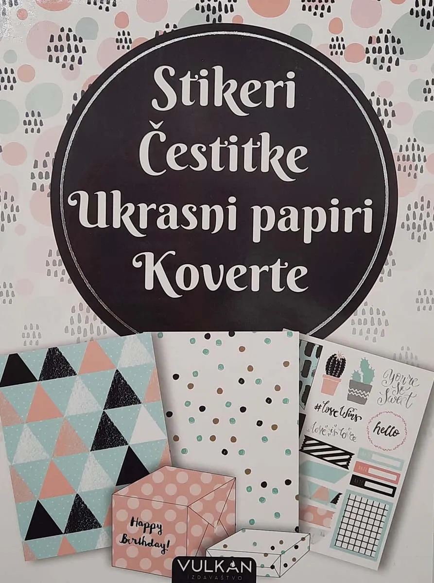 DIY SET - STIKERI, ČESTITKE, UKRASNI PAPIR, KOVERTE