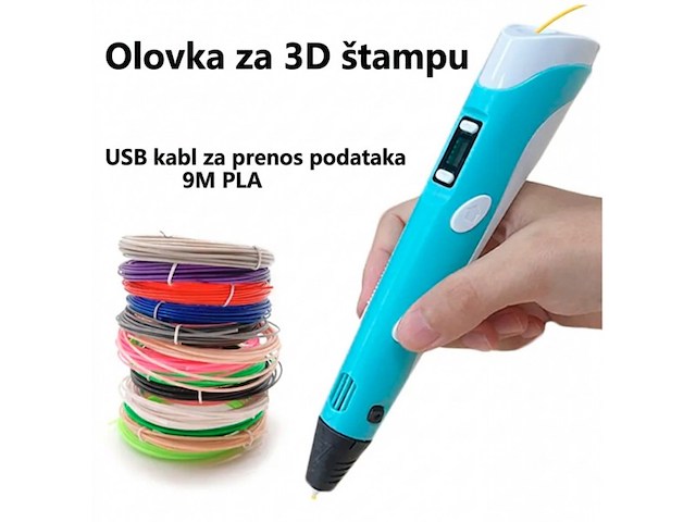 Nova 3D olovka sa LCD ekranom + 9m PLA strune (3 boje)
