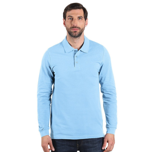 AZZURRO II LSL, PAMUČNA POLO MAJICA DUGIH RUKAVA, 180 G/M2, SVETLO PLAVA
