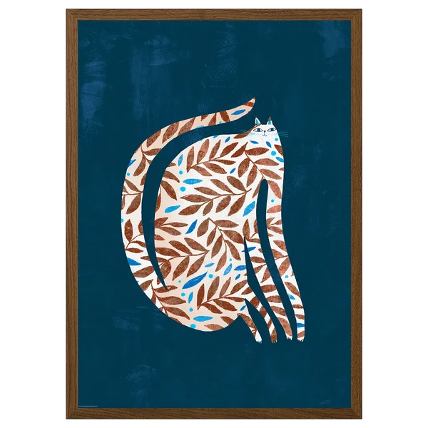 Ram s posterom, mačka s listom, 50x70 cm