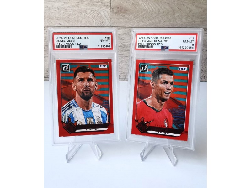 MESSI & RONALDO Pitch Kings Red grejdovane PSA 8