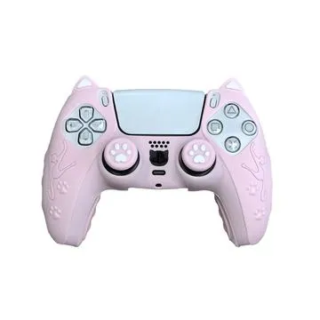 SONY PLAYSTATION 5 DUALSENSE CAT EARS SILICONE CASE WITH THUMB CAPS - PINK