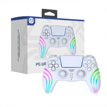 HS-PS5230 6-AXIS GYROSCOPE RGB WIRELESS GAME CONTROLLER FOR PLAYSTATION 5/PC - WHITE