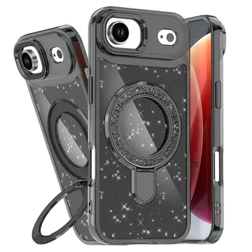 IPHONE AIR GLITTER HYBRID CASE WITH KICKSTAND - MAGSAFE COMPATIBLE - BLACK